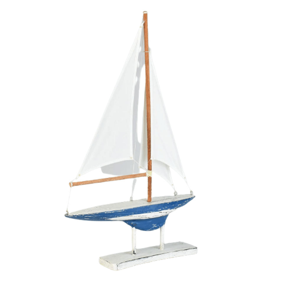 Veleiro Com 3 Velas Em Pátina Com Base - Batuan - coqueluchecasa