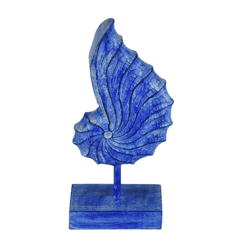 Concha New Azul Em Pátina Com Base 38Cm - Batuan - coqueluchecasa