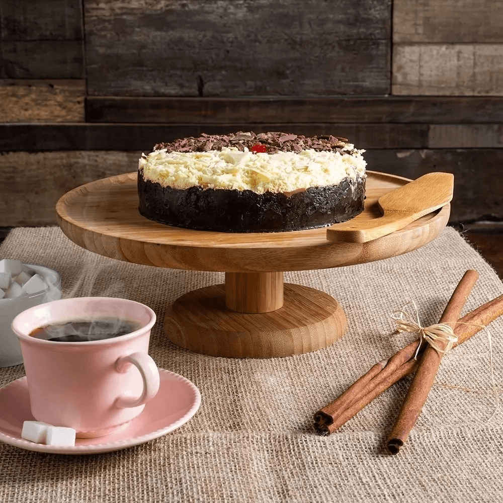 Boleira Sense Bambu Com Tampa E Pé 27.5Cm Natural - Ou - coqueluchecasa