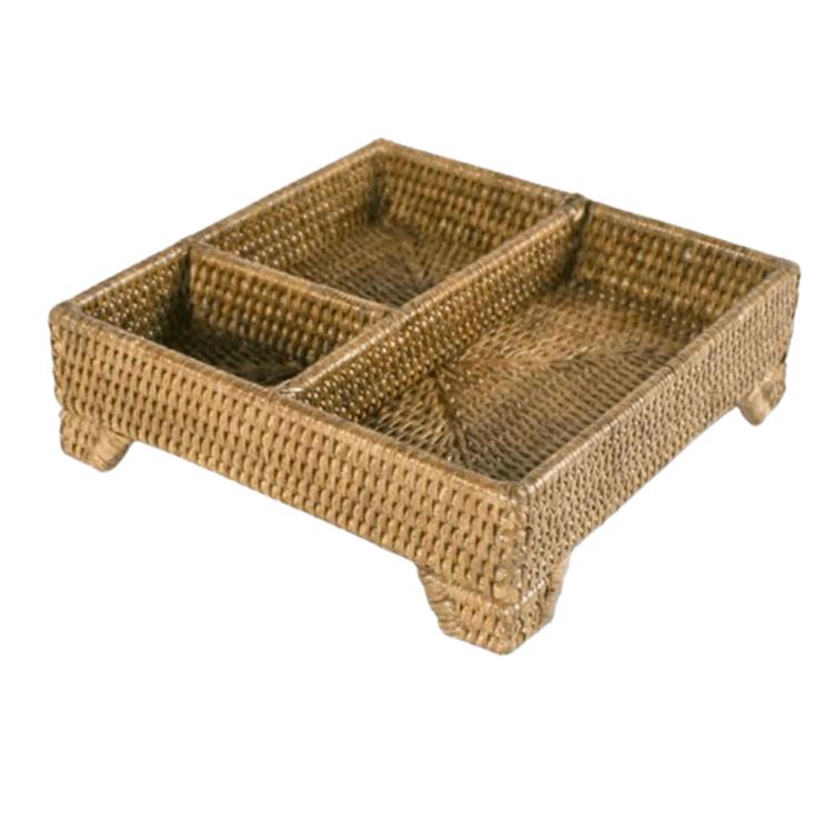 Bandeja De Rattan Kapalai 3 Divisórias 25X25cm - Natural Home ...