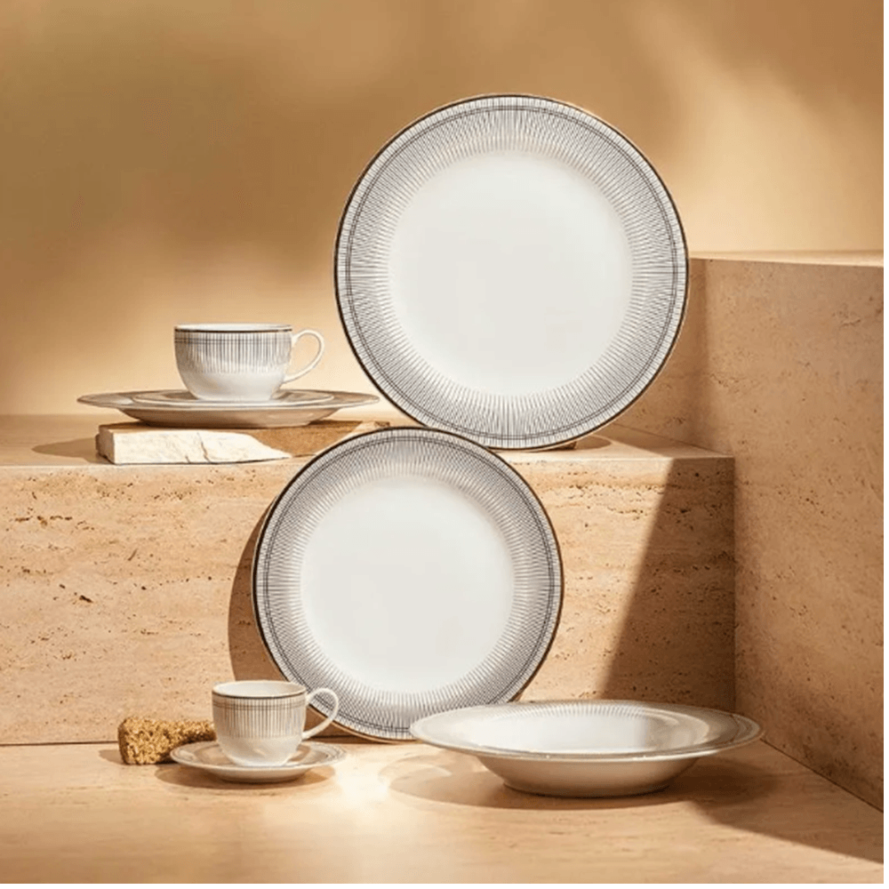 Jogo De Pratos Raso Porcelana Harmonia 28Cm - Strauss - coqueluchecasa